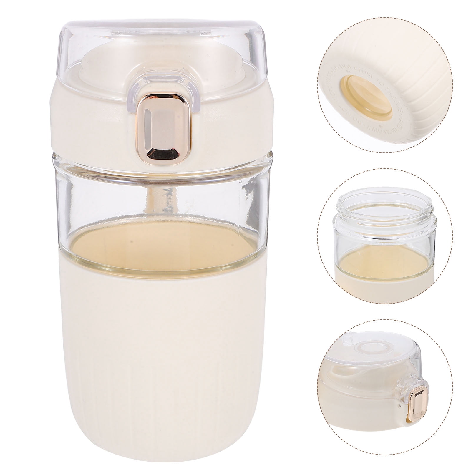 Masteelf Reusable Glass Coffee Travel Mug with Lid and Sleeve Cup ...