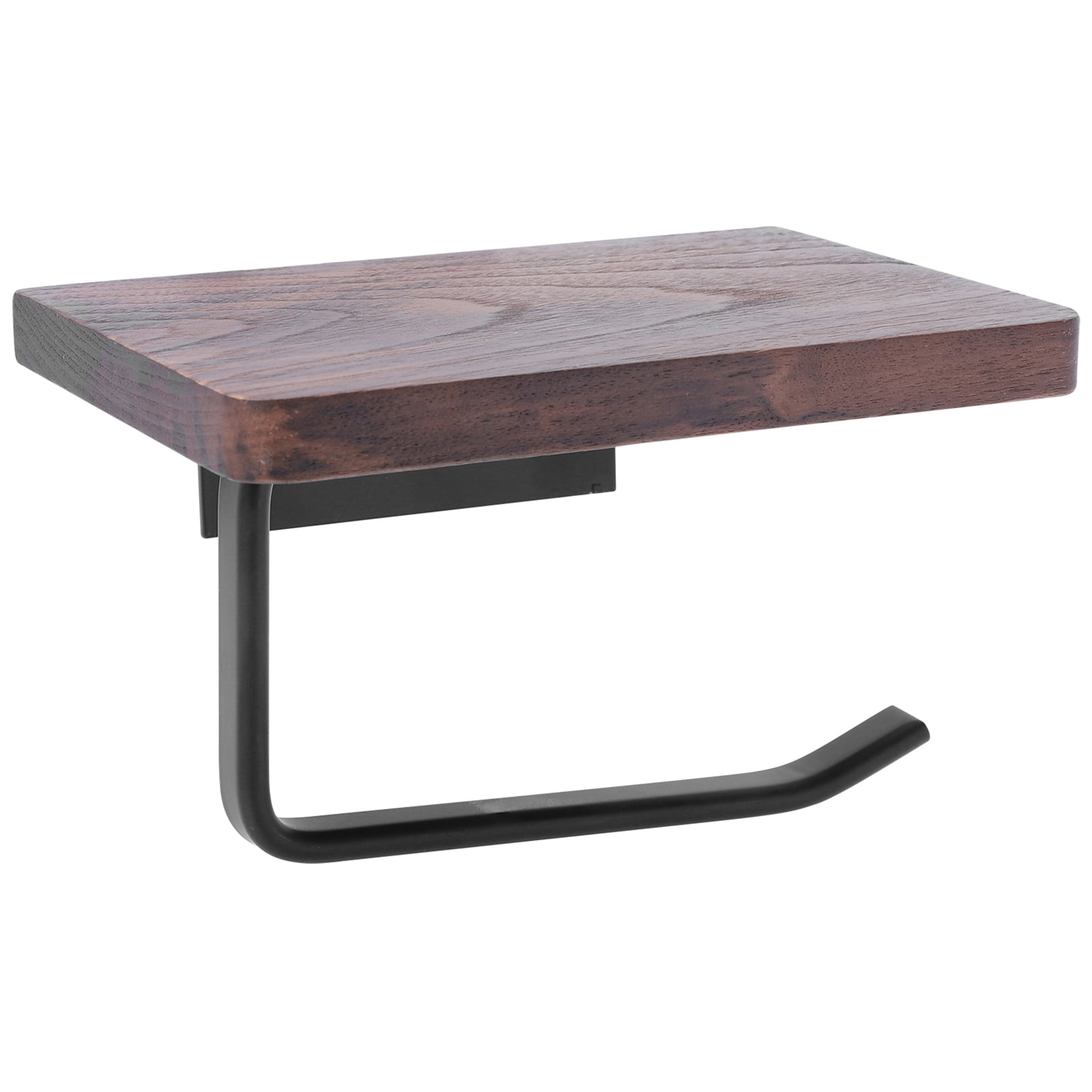 KALLORY Toilet Paper Wall Holder Iron Wood 1Set Space Saving Design ...