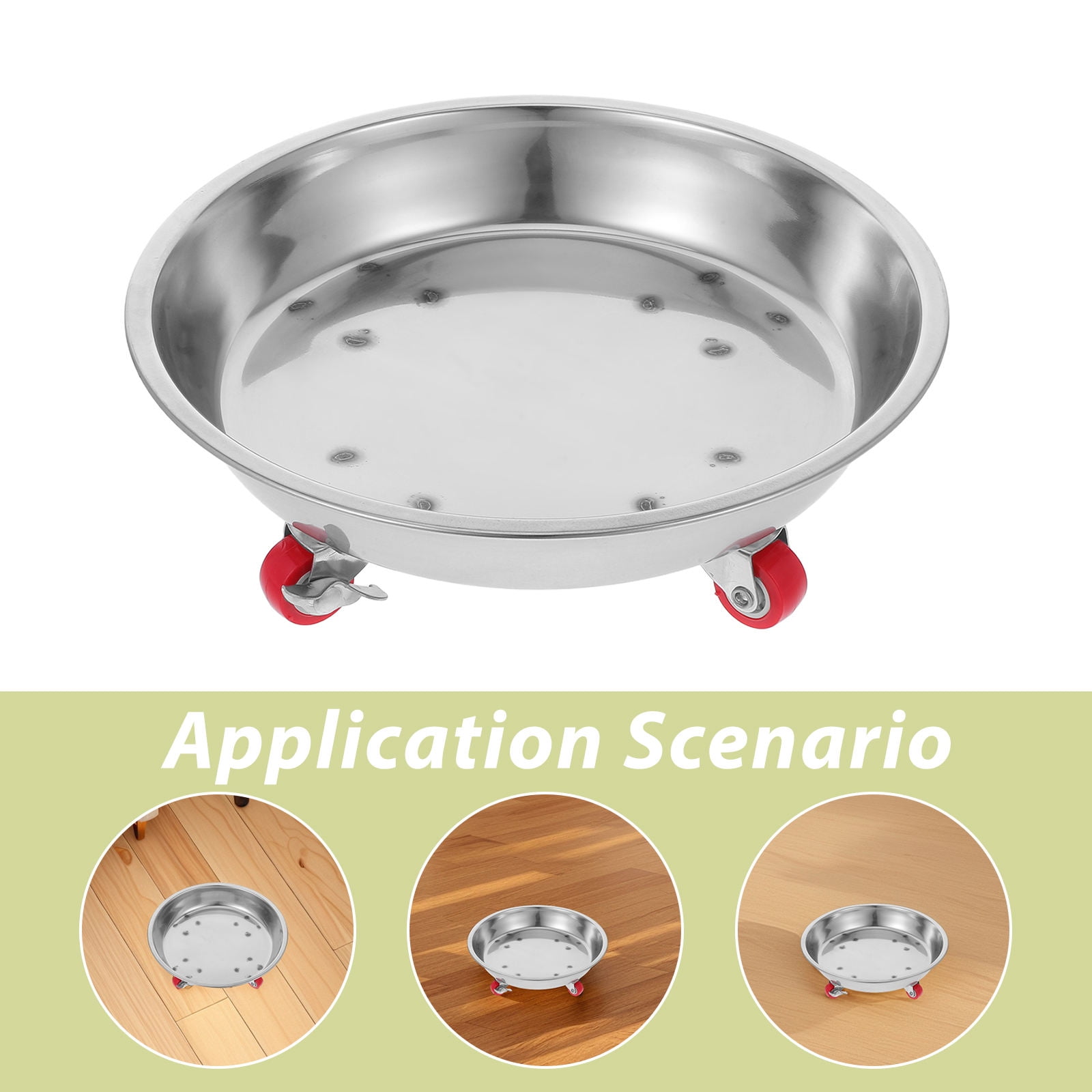 Masteelf Rolling Plants Stand With Casters Stainless Steel Flower Pot ...