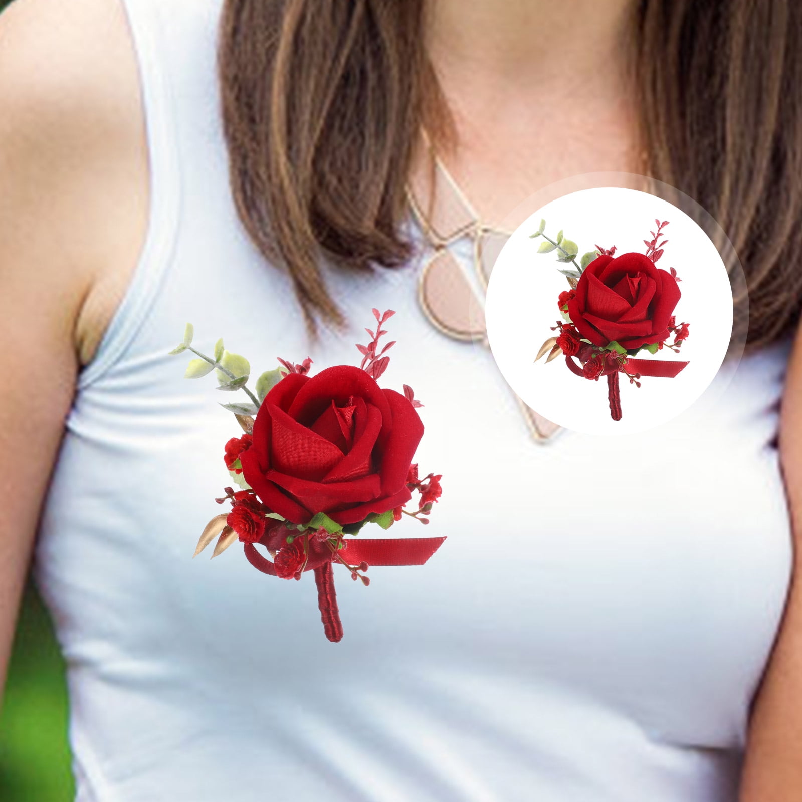 Masteelf Rose Boutonniere Artificial Flower Men Women Boutonniere ...