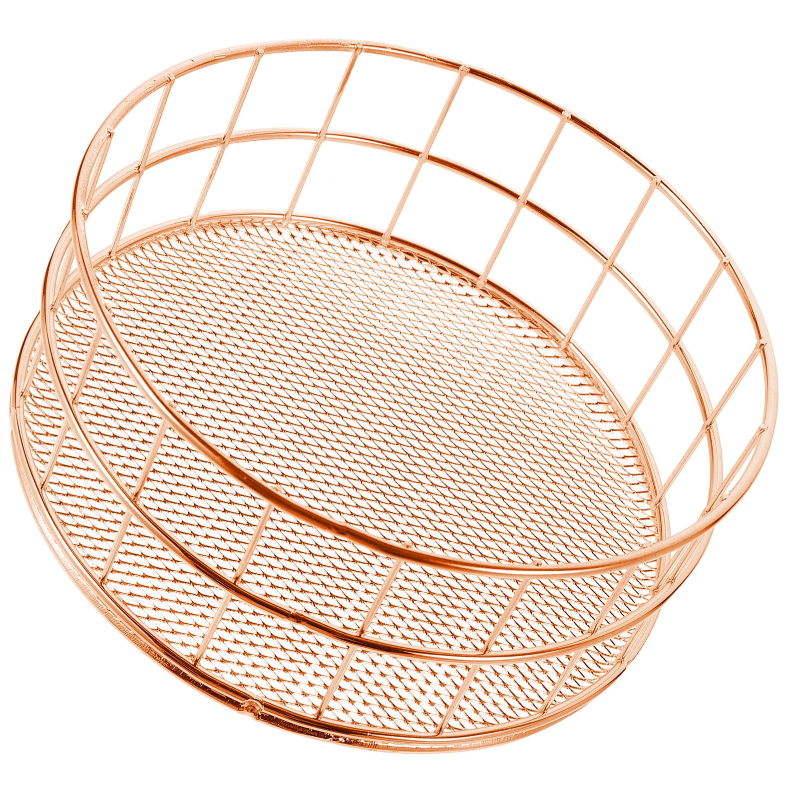 Masteelf Rose Gold Iron Storage Basket for Organizing with Draining Design and Hollowed Handles ...
