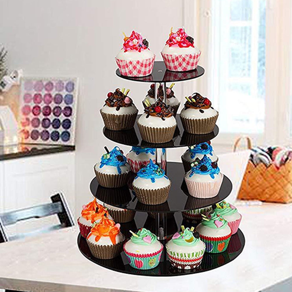 Masteelf Round Acrylic Cake Stand 4 Layers Cupcake Holder Shelf ...