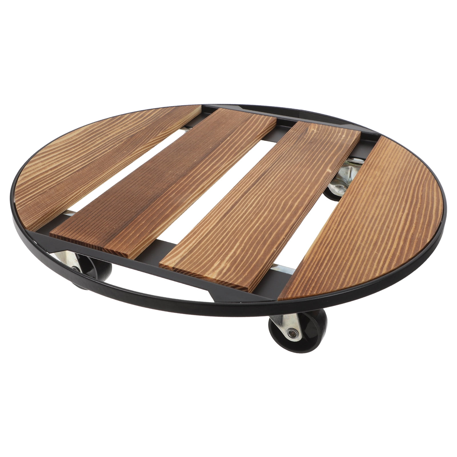 Masteelf Round Wooden Plant Tray with Wheels Rolling Plant Stand Indoor ...