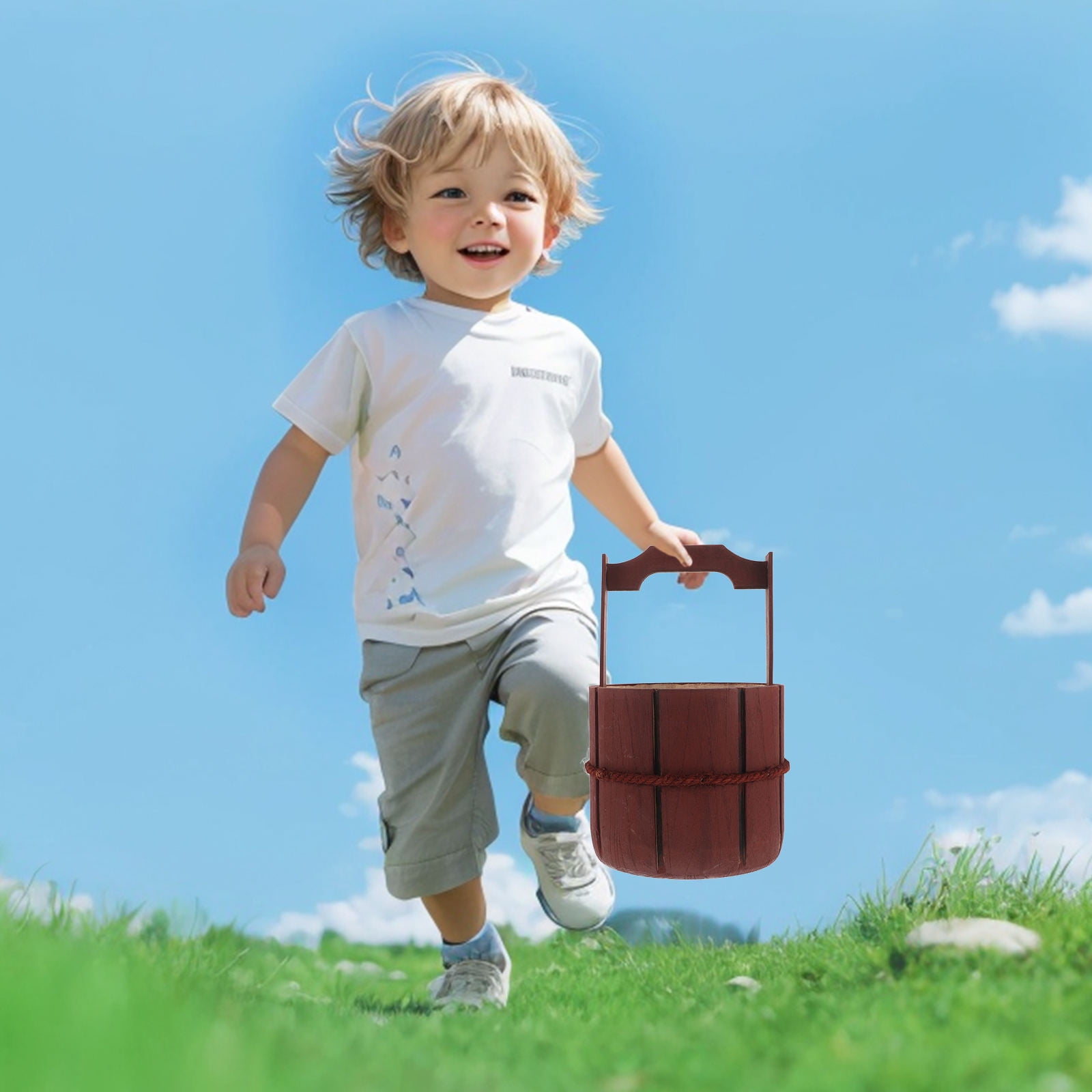 Masteelf Rustic Wooden Bucket Barrel Planter Children Dance Props ...