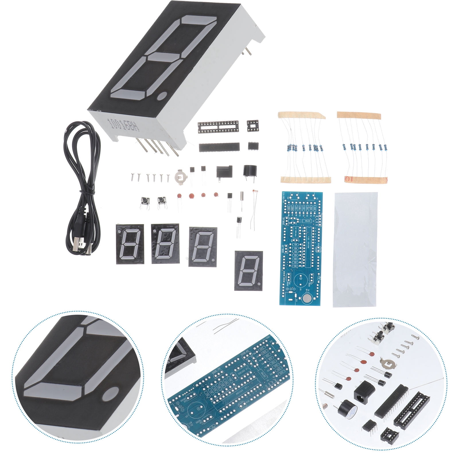 Masteelf SCM LED Digital Clock DIY Kit Easy Assemble Red Plastic Components for Time Keeping ...