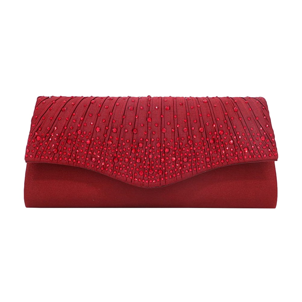 Masteelf Satin Rhinestone Handbag Elegant Evening Clutch Magnetic Snap ...