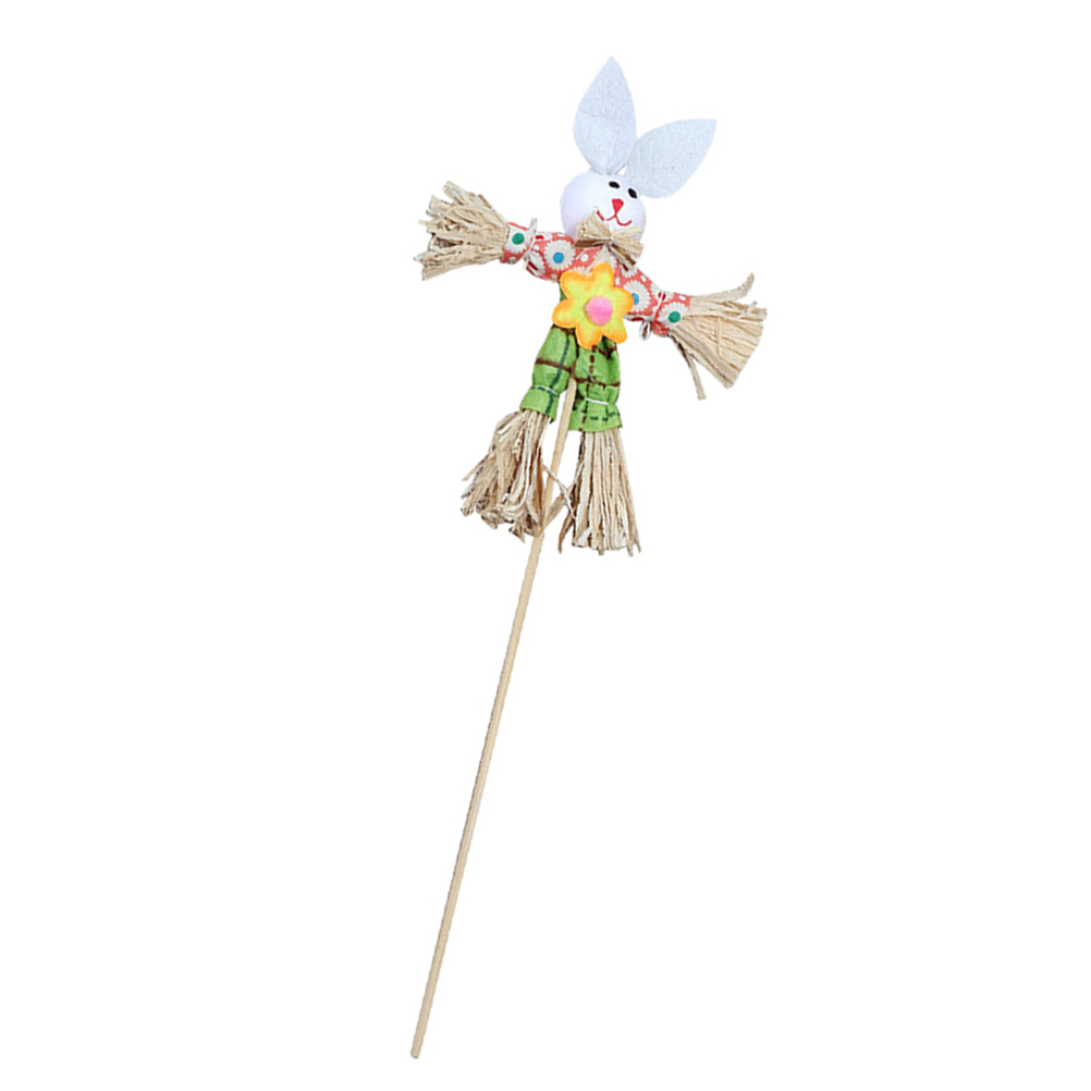 OFFIGAM Cute Rabbit Scarecrow Easter Decor Wooden Bamboo Richly Colored ...