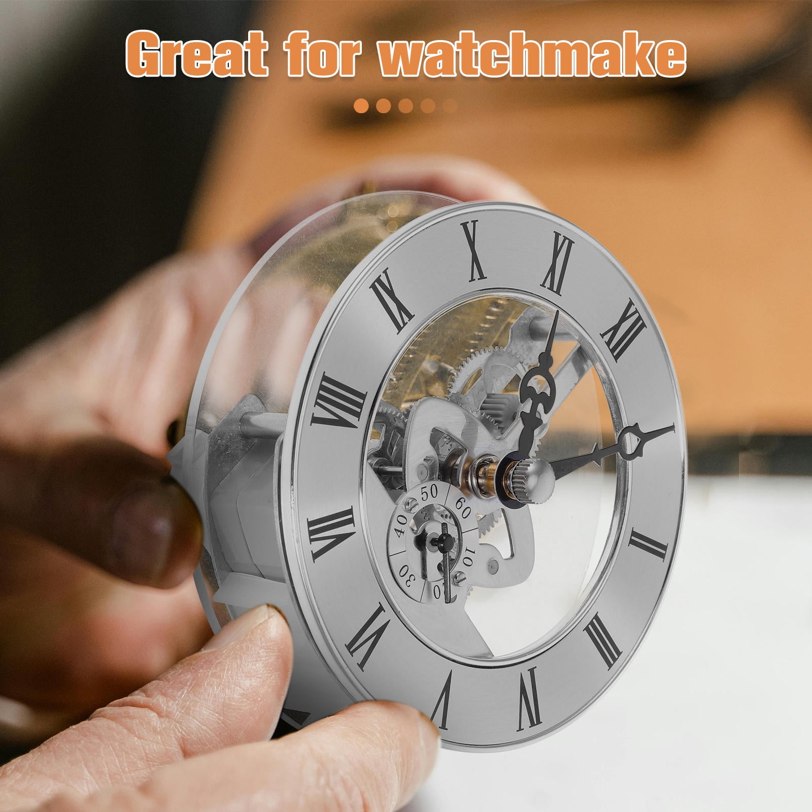 Masteelf See-through Clock Movement Replacement Mechanism Insert Silver ...