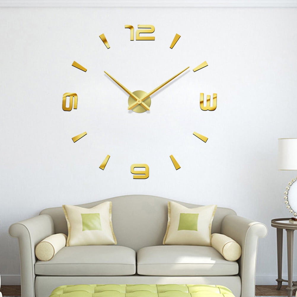 Masteelf Self-Adhesive Golden DIY Wall Clock Frameless Large Digital ...