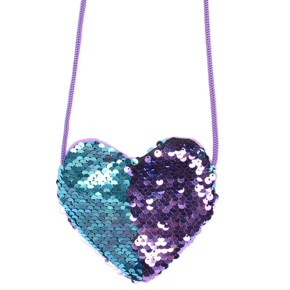Masteelf Sequin Bling Heart-shaped Crossbody Bag Messenger Bag Change ...