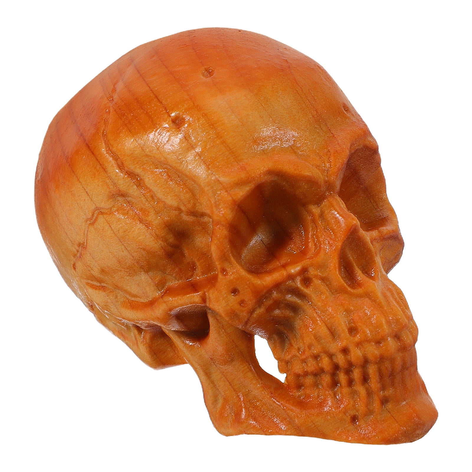 Masteelf Skull Head Sculpture Hand-Carved From Natural Wood Mini Skull ...