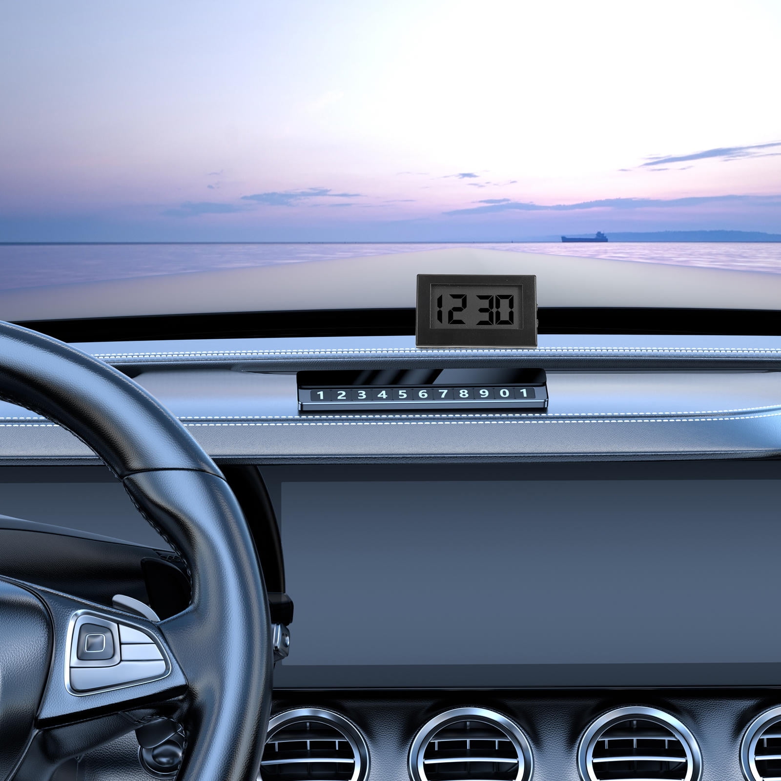 Masteelf Sleek Black Plastic Car Digital Clock with Large Display and ...