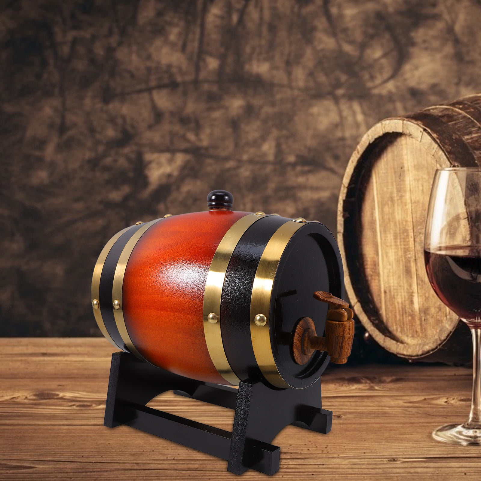 Masteelf Small Barrel With Tap And Stand Wooden Beverage Barrel Whiskey ...