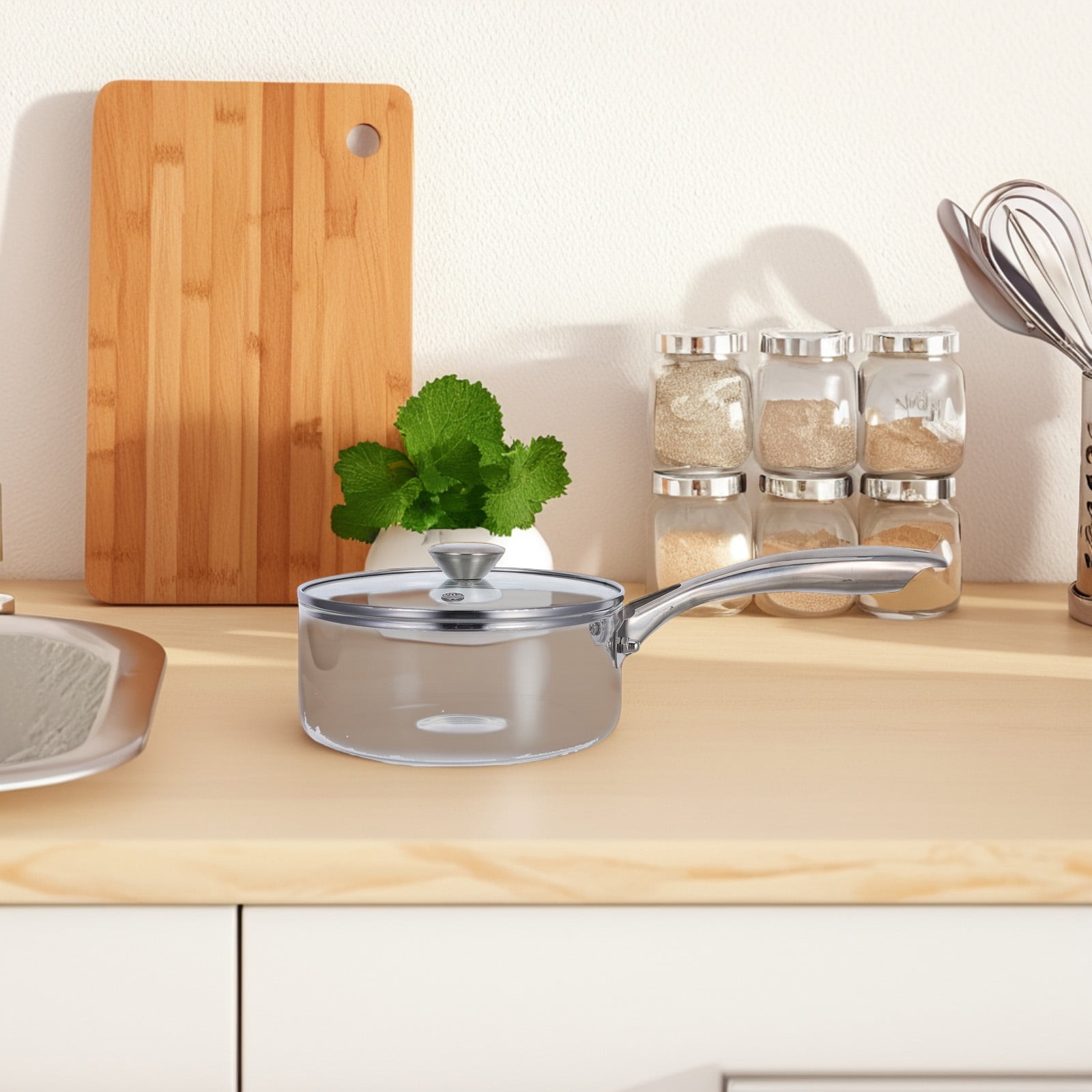 Masteelf Small Cooking Pot Borosilicate Glass Stainless Steel For ...