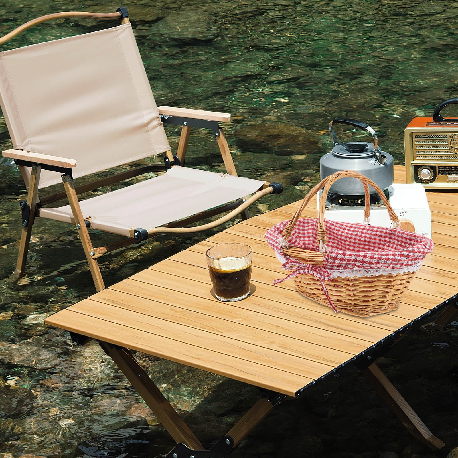 Masteelf Small Picnic Baskets With Double Folding Handles Natural Hand ...