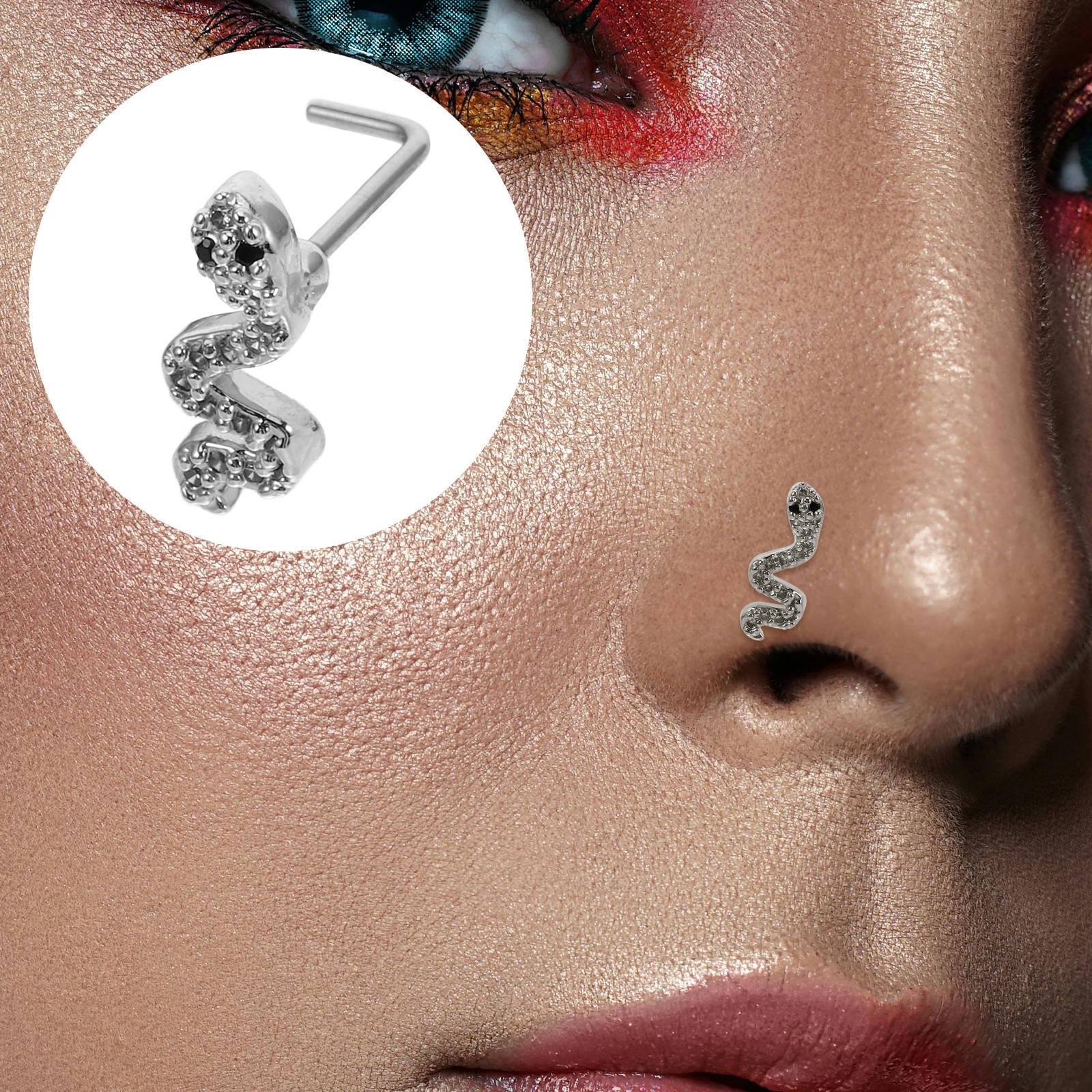 Masteelf Snake Shaped Nose Ring Stainless Steel Septum Nose Daith Nose ...