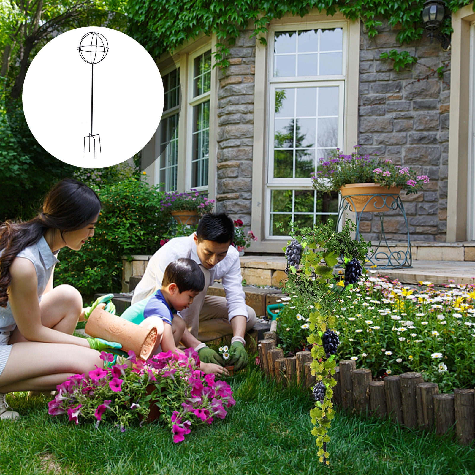 Masteelf Spherical Flower Stand Ball Shaped Support Plant Rack ...