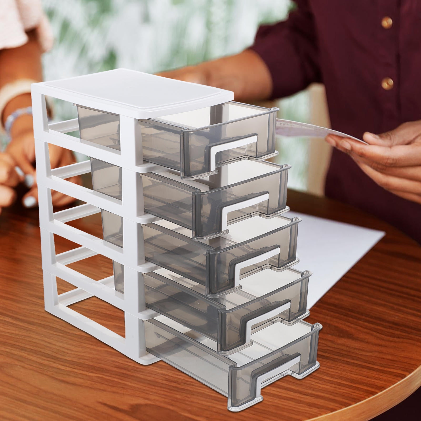 Masteelf Stackable Clear Storage Drawers Cabinet Stationery Organizer ...