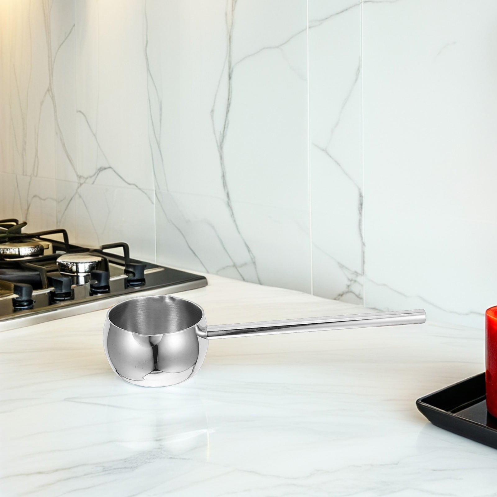 Masteelf Stainless Steel Long Handle Oil Pouring Pot Hot Oil Ladle Pot ...