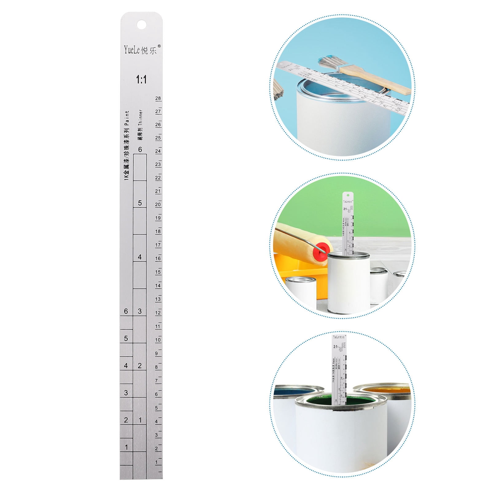 Masteelf Stainless Steel Paint Measuring Stick Paint Ruler Graduation ...