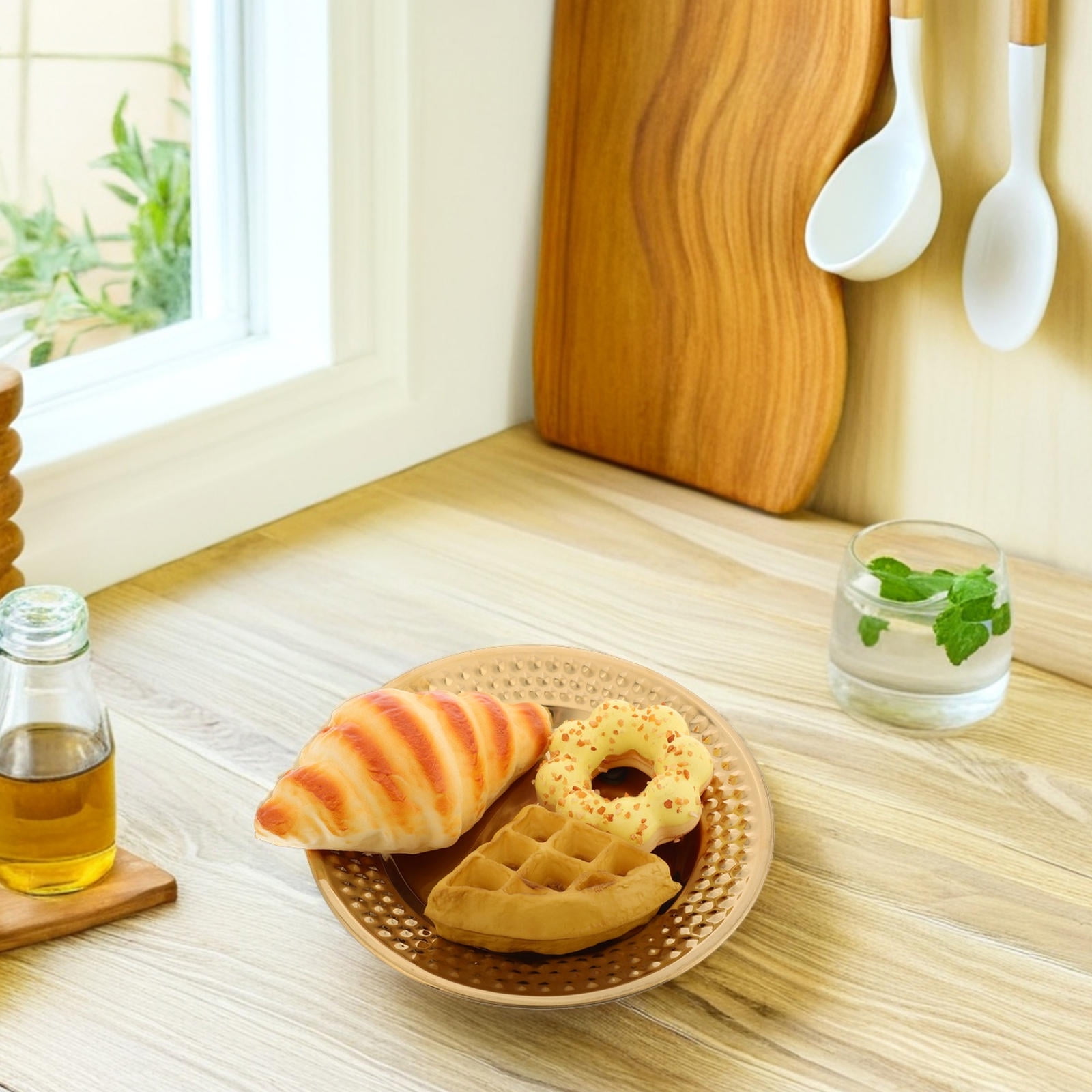 Masteelf Stainless Steel Round Tray For Party Food Dinner Serving Plate ...