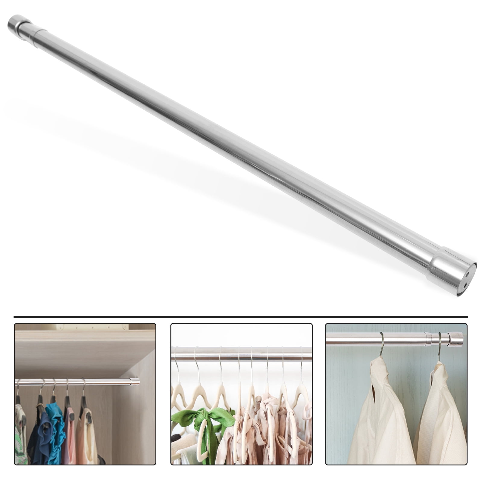 Masteelf Stainless Steel Telescopic Closet Hanger Rod Adjustable ...