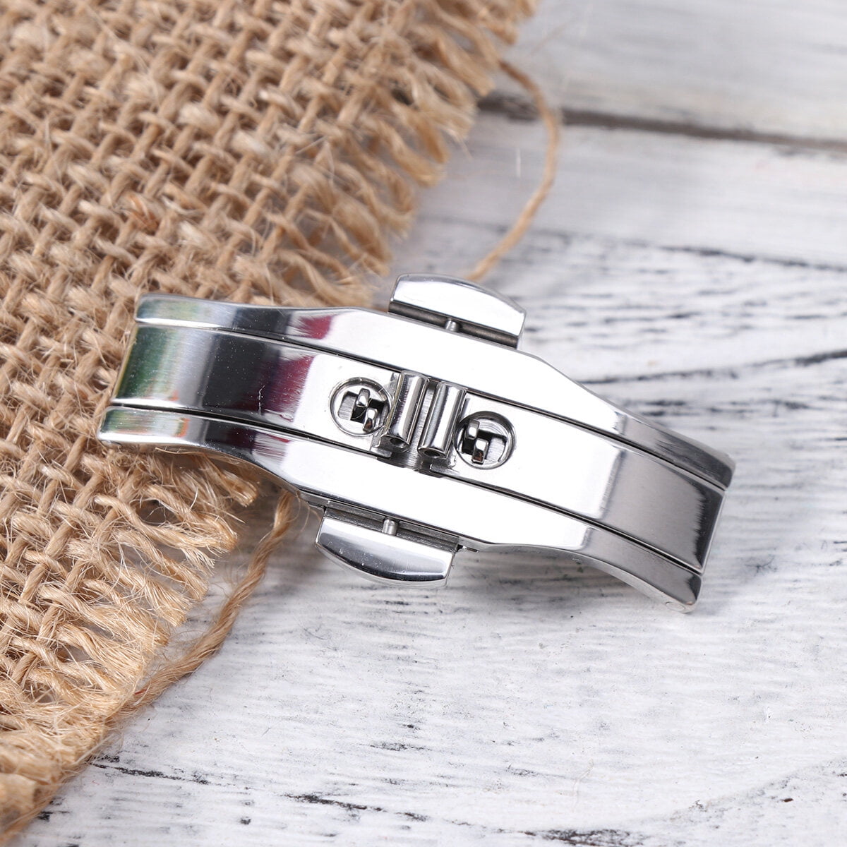 Masteelf Stainless Steel Watch Buckle Double Push Button Deployment ...