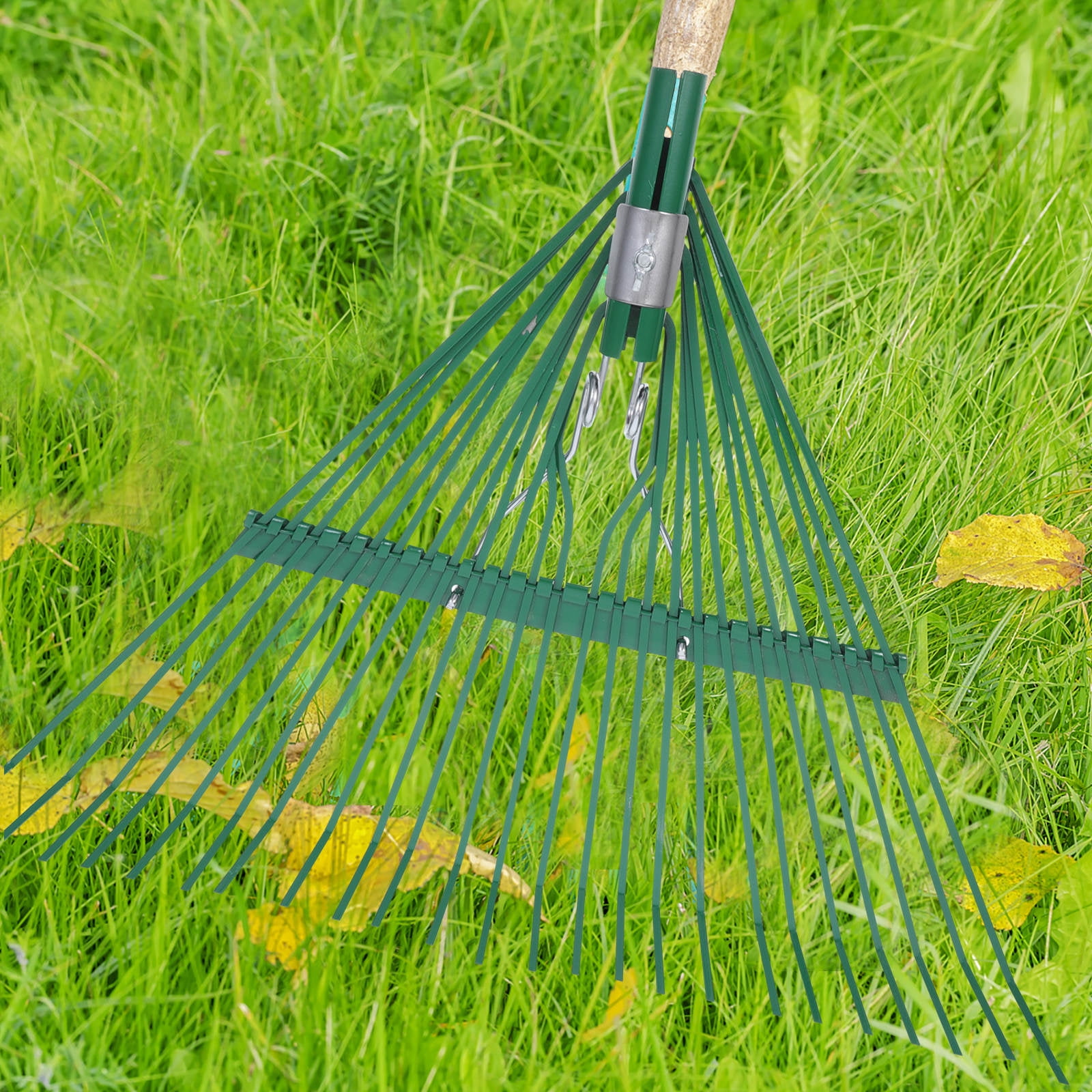 Masteelf Steel Garden Rake for Pet Use with Telescopic Wooden Handle ...