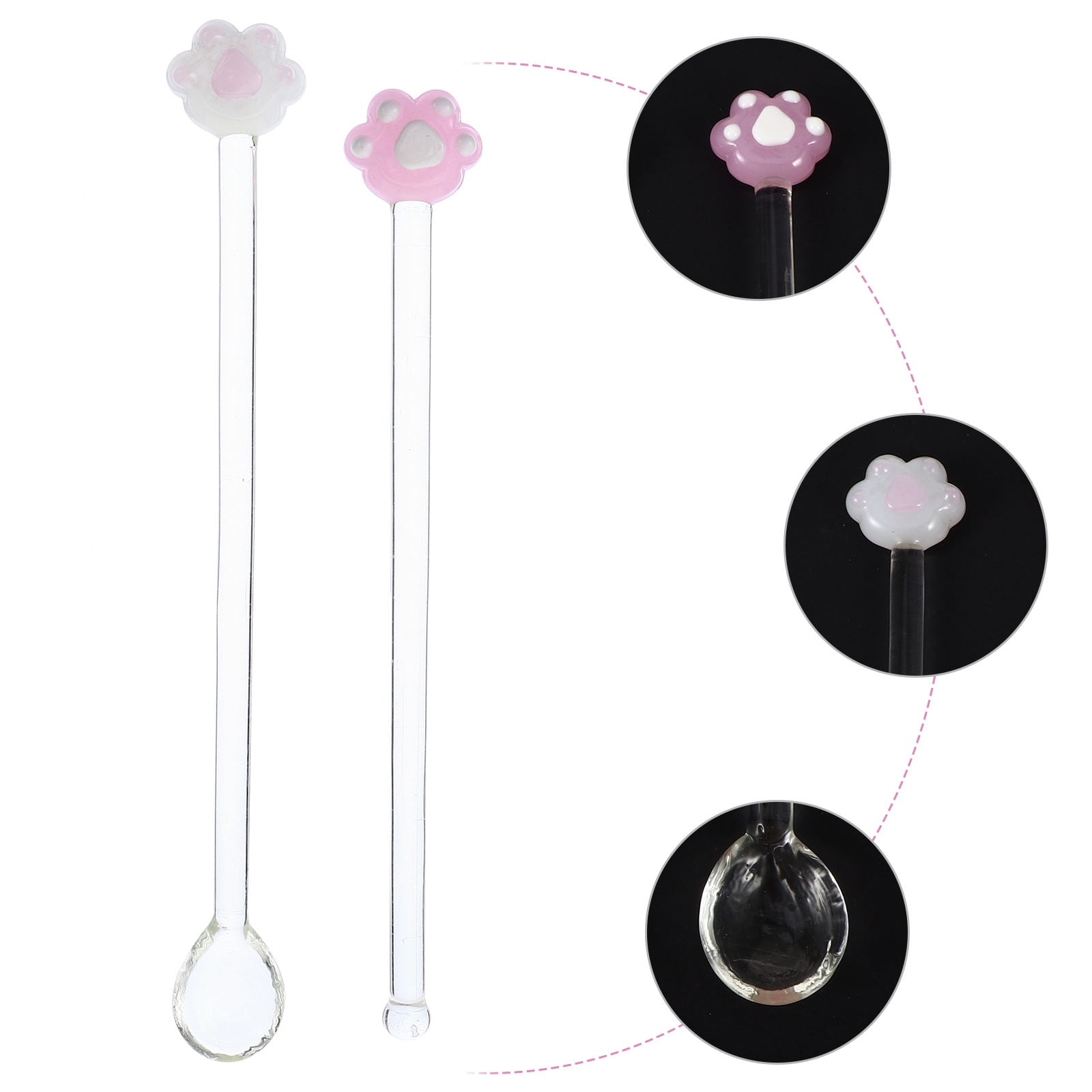 Masteelf Stick Cocktail Glass Stirring Rod Pink and White Stirrer Juice ...