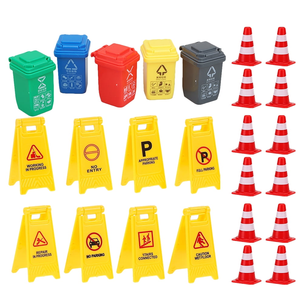 Masteelf Street Traffic Signs Set: 12pcs Road Cone 8pcs Fold- out Floor ...