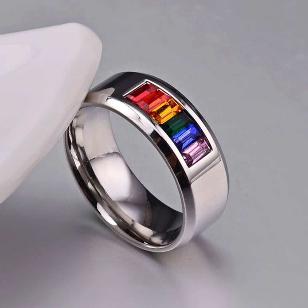 Masteelf Stylish Gay Pride Ring with Rhinestone for Decoration Assorted ...