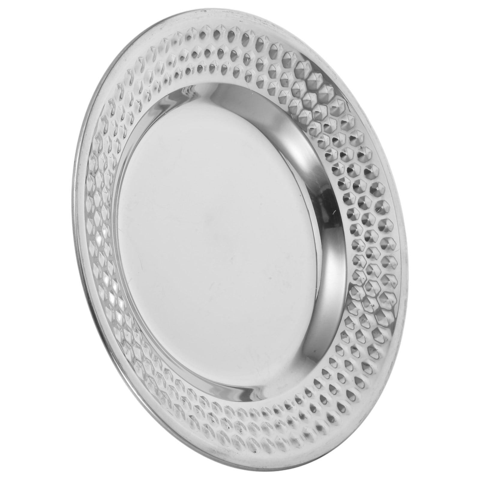 Masteelf Stylish Hammered Stainless Steel Round Platter Circular Tray ...