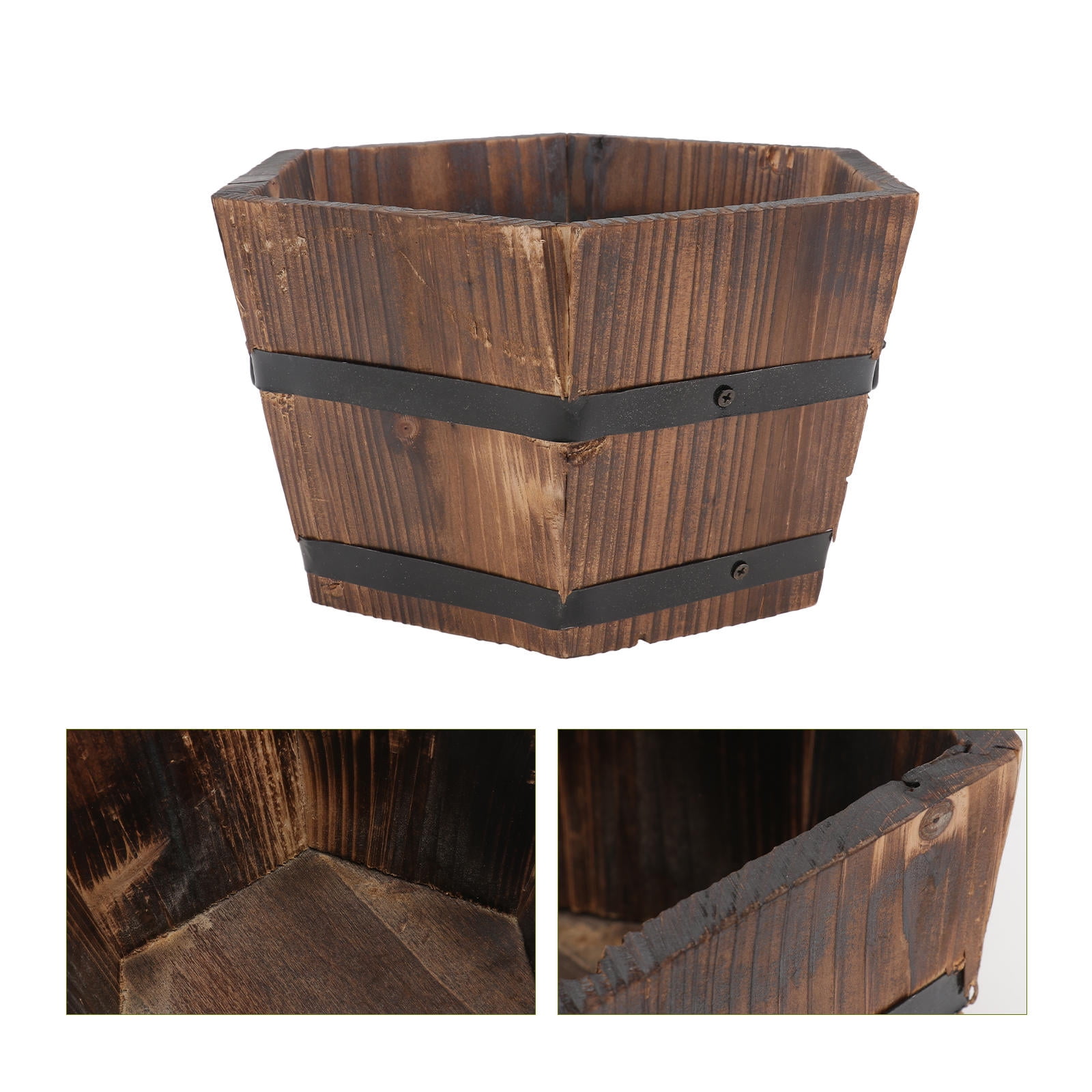 Masteelf Succulent Garden Pot Rustic Indoor Plant Solid Wood Flowerpot ...