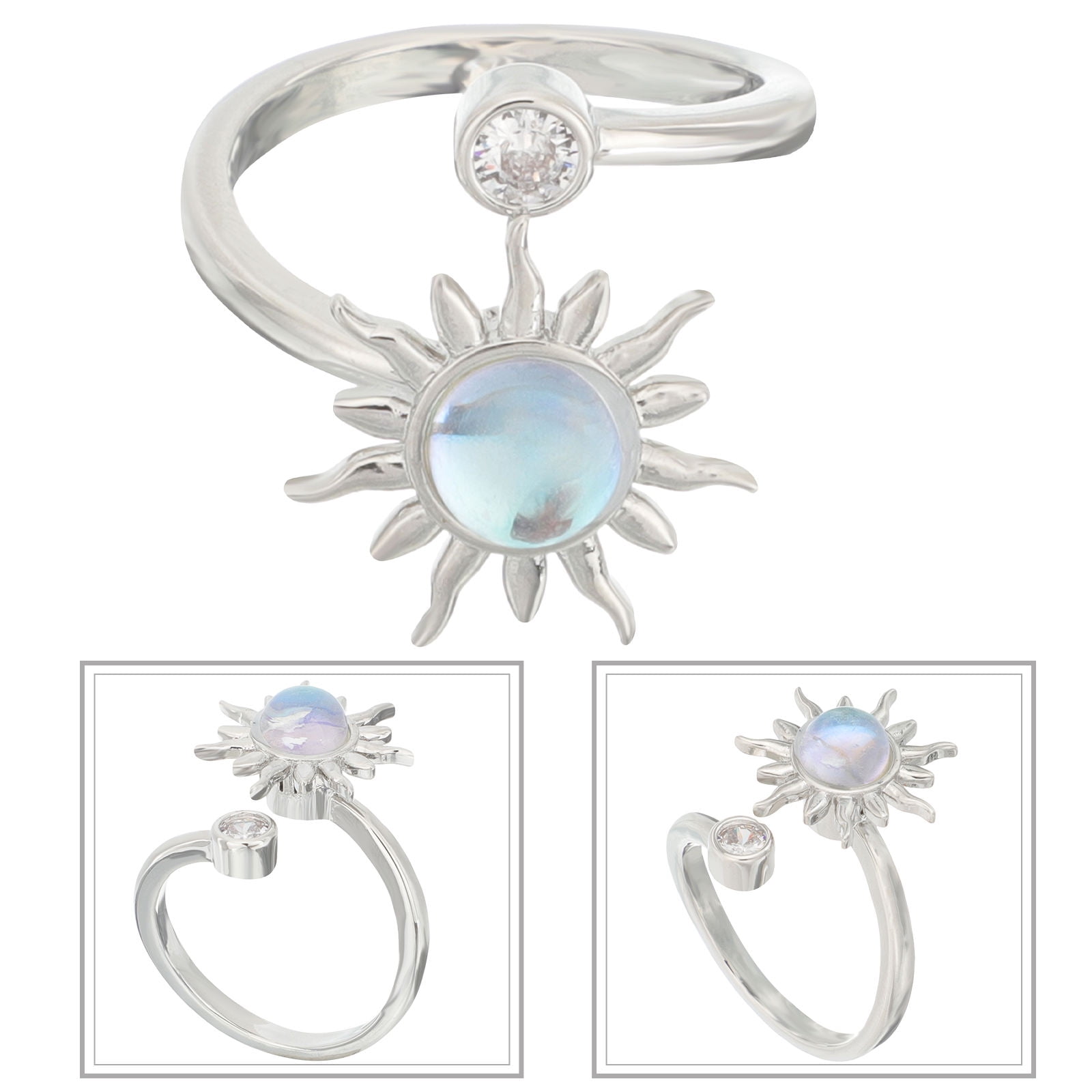 Masteelf Sunflower Fidget Ring Women Fashion Ring Open Ring Band Finger ...