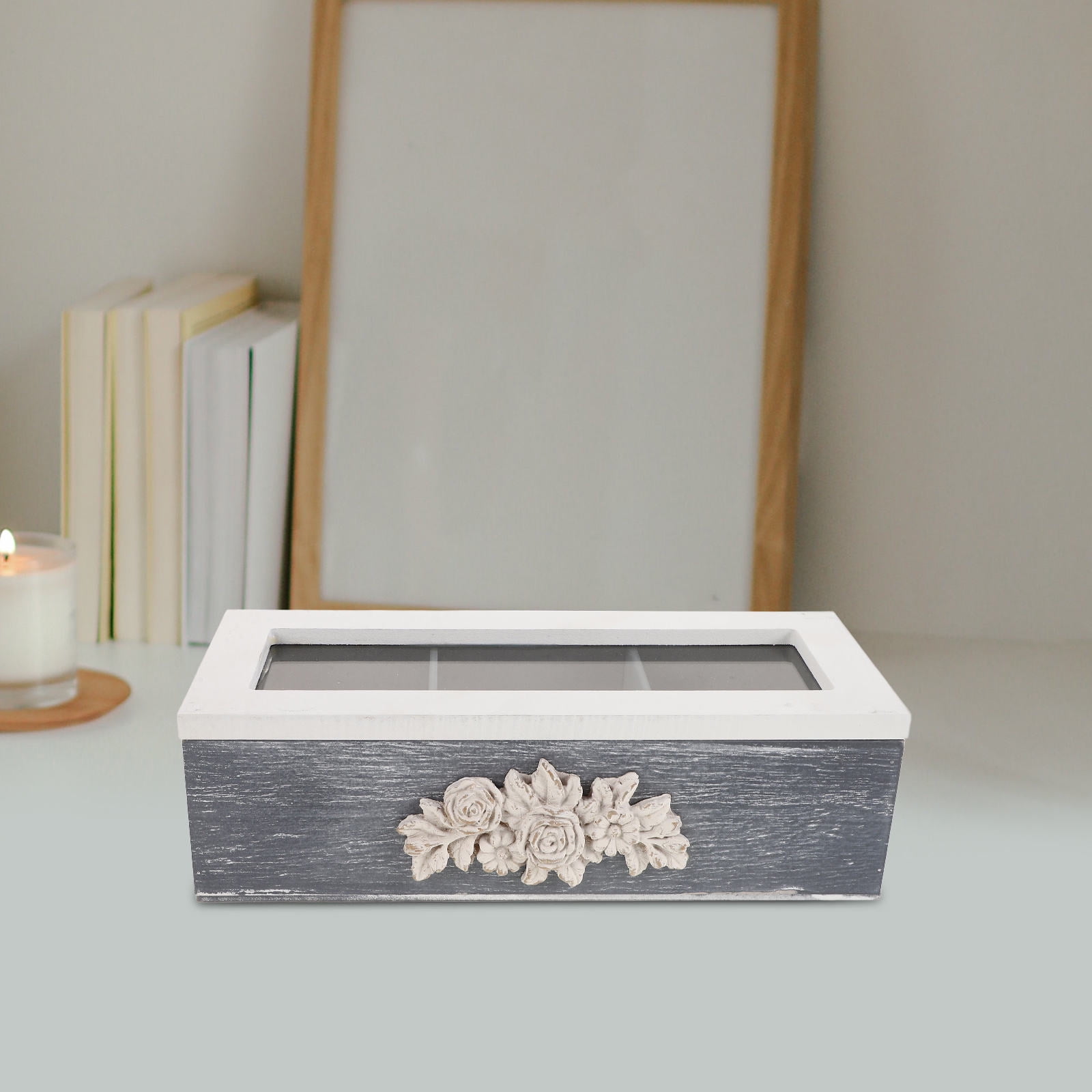 Masteelf Tea Bag Organizer Wooden Tea Box Coffee Bag Storage With Clear ...