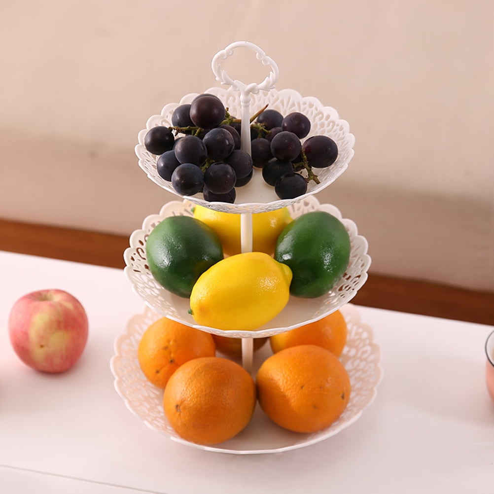 Masteelf Three Tier Fruit Bowl Bridal Cake Platter Stand Platters White ...