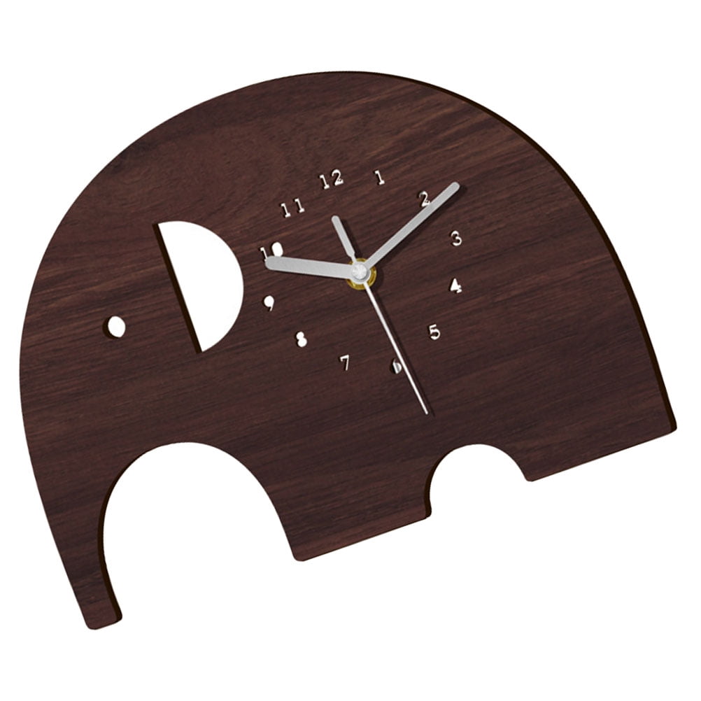 Masteelf Timer Ticking Clock Wooden Elephant Wall Lightweight Creative ...