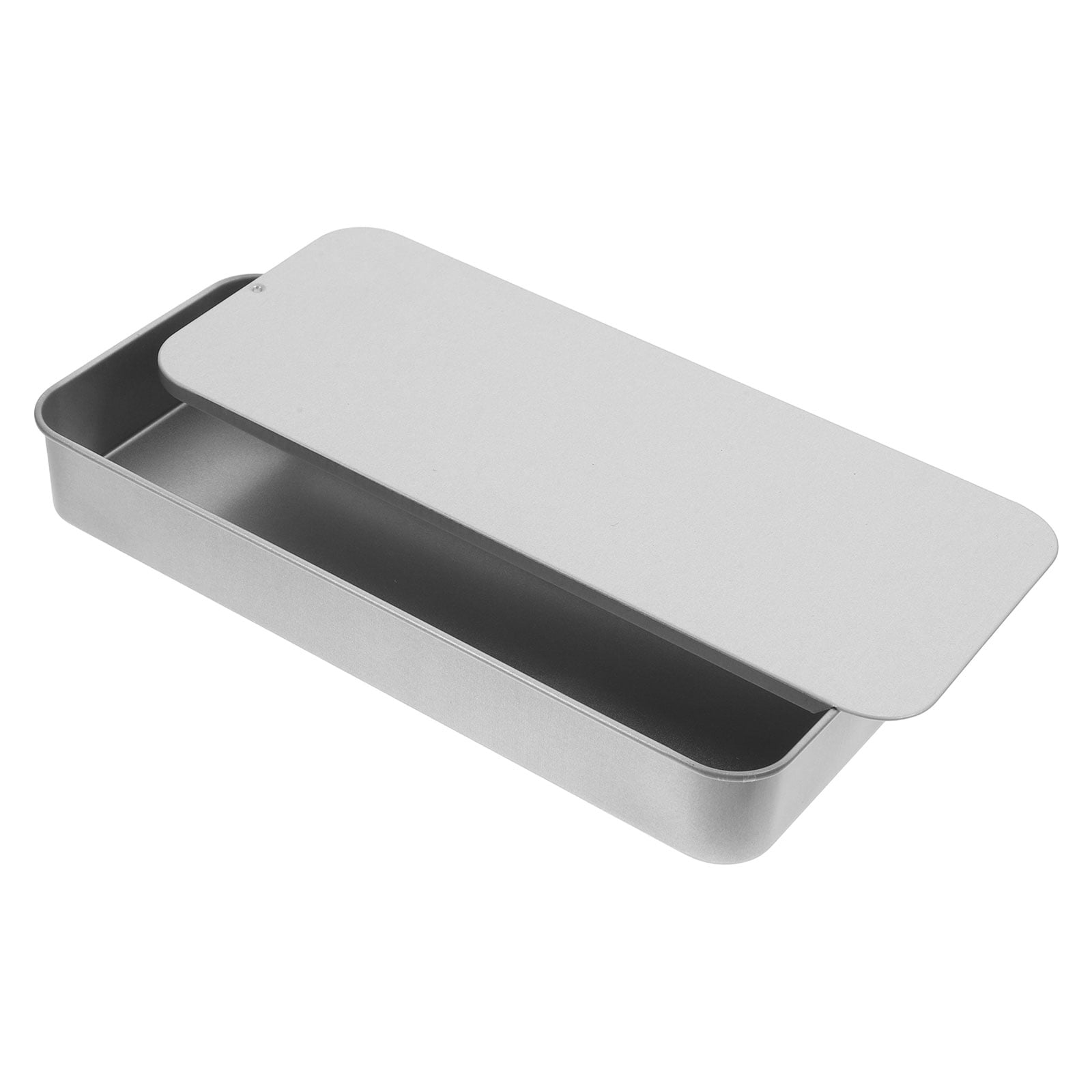 Masteelf Slide Top Tin Storage Box for Home Silver Multifunctional ...
