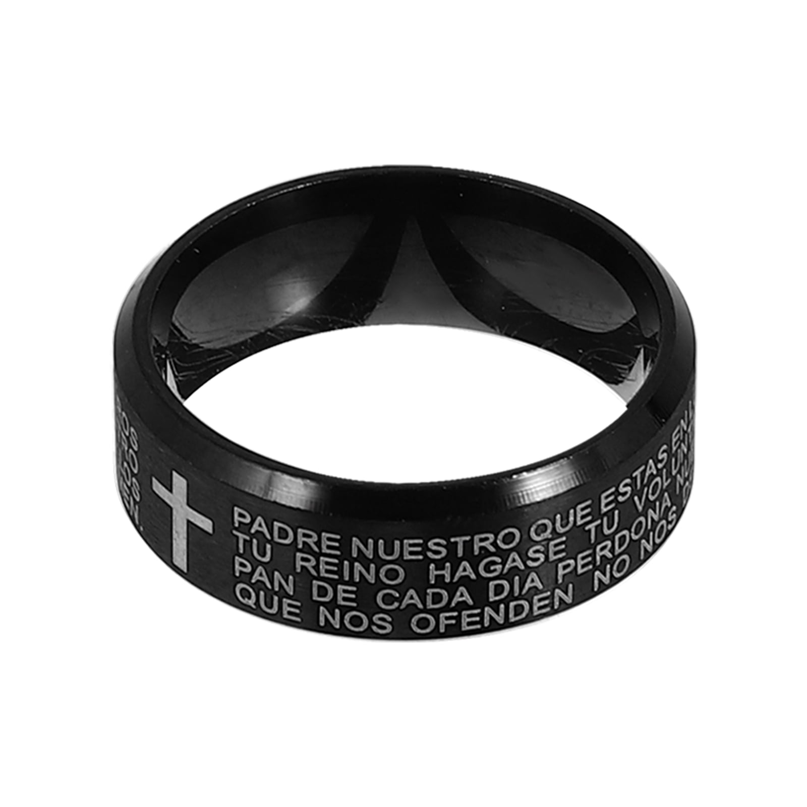 Masteelf Titanium Steel Ring Hand Ornament Biblical Ring Prayer Cross ...