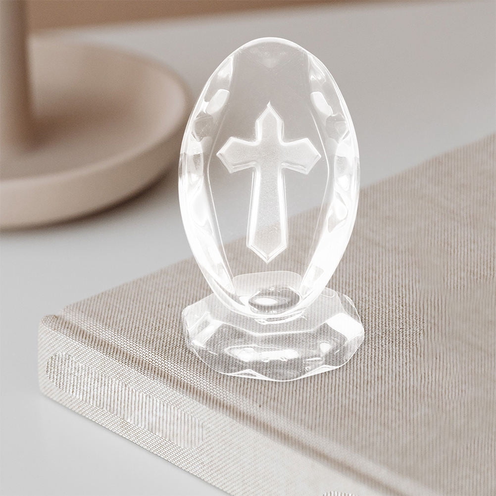 Masteelf Transparent Crystal Cross Figurine for Decoration Compact Size ...