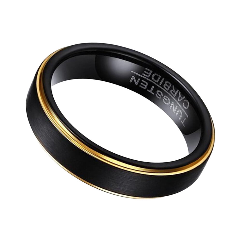 Masteelf Tungsten Steel Brushed Black Gold Ring Delicate Men Ring for ...