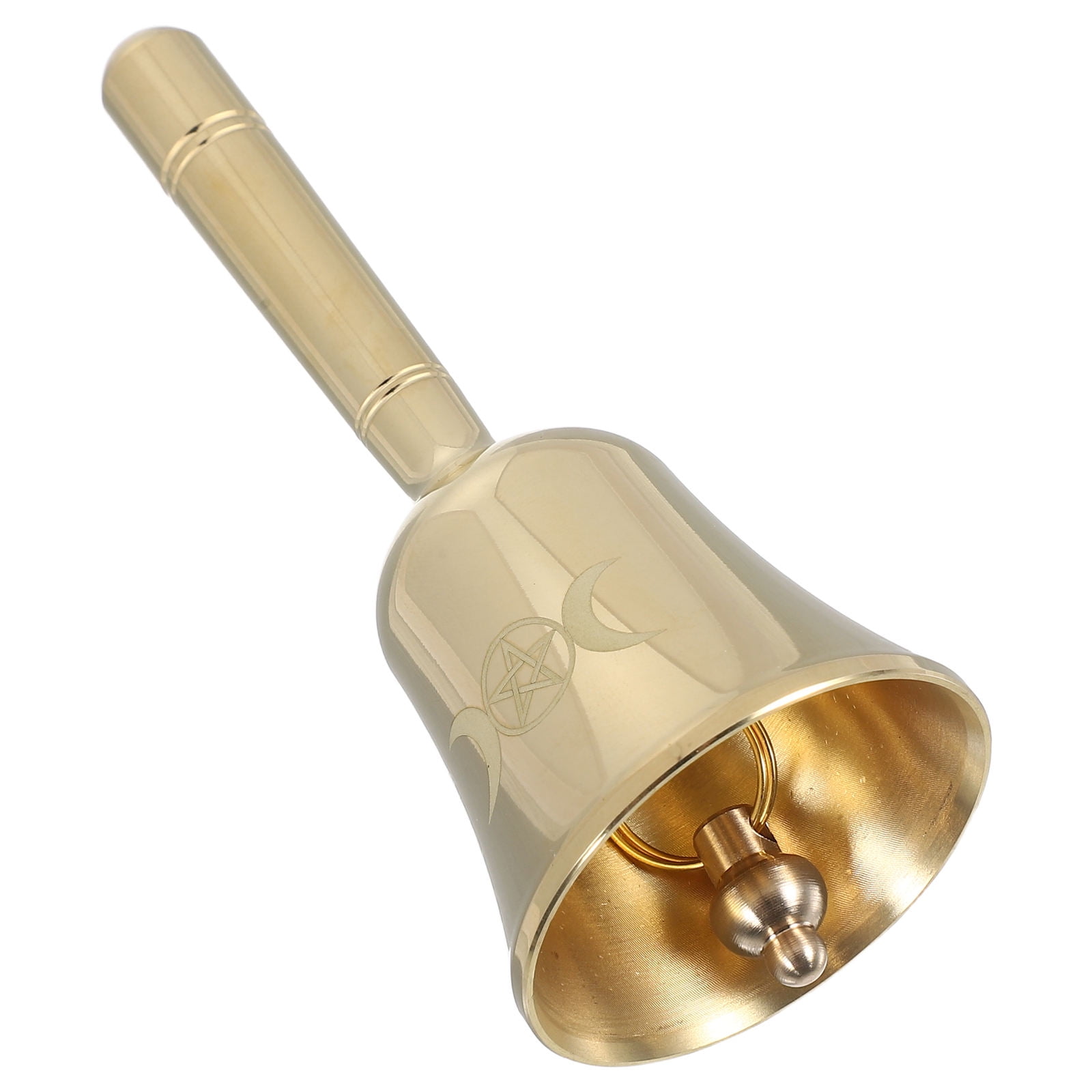 Masteelf Vintage Brass Hand Call Bell Triple Moon Hand Call Bell Altar ...