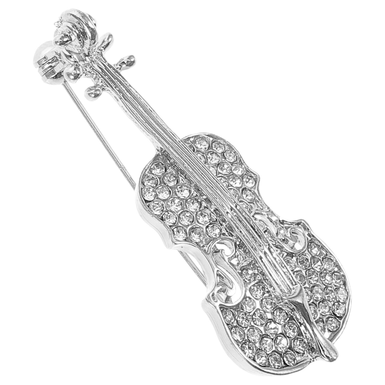Masteelf Vintage Guitar Brooch Pin Rhinestone Crystal Musical ...