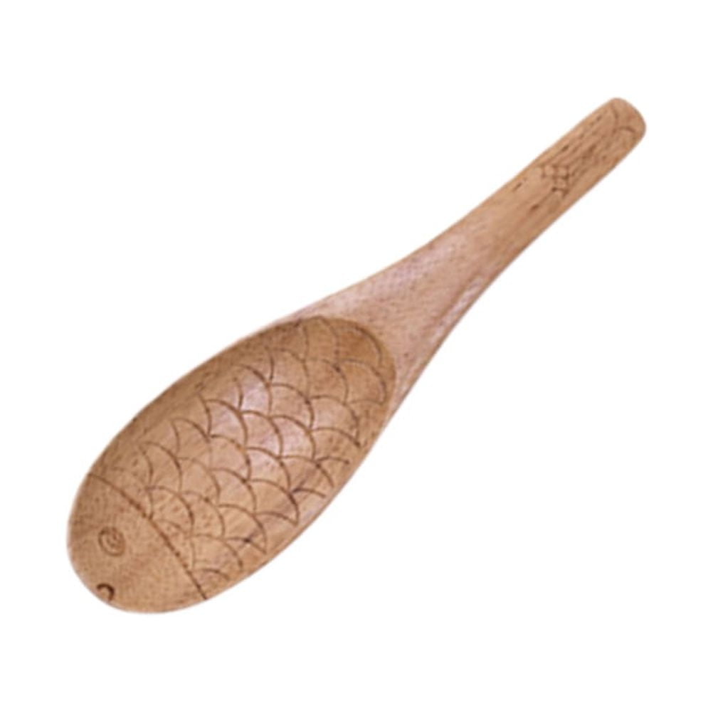 Masteelf Vintage Japanese Style Fish Shape Wooden Soup Spoon Porridge ...