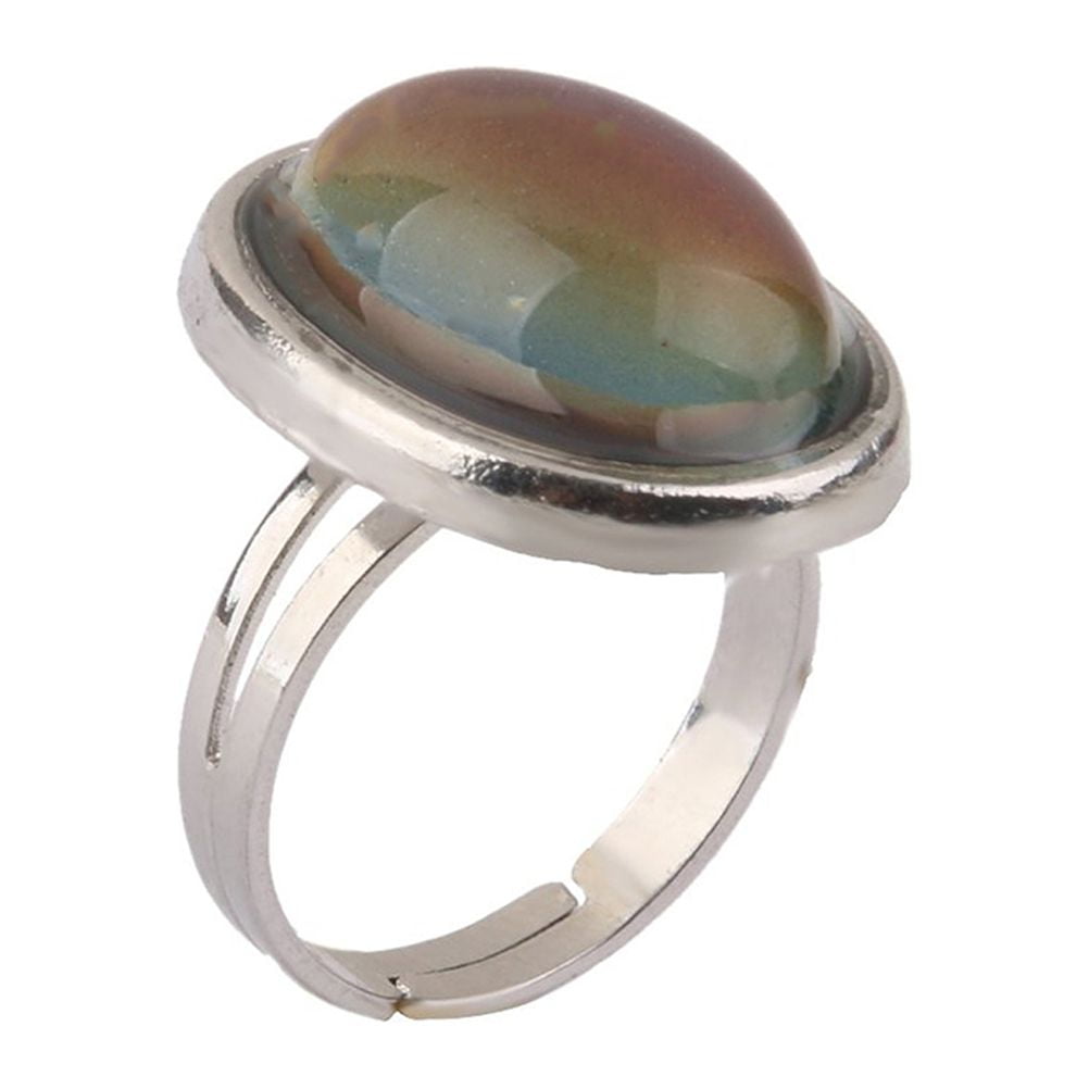 Masteelf Unisex Adjustable Mood Ring with Color Changing Oval Crystal ...