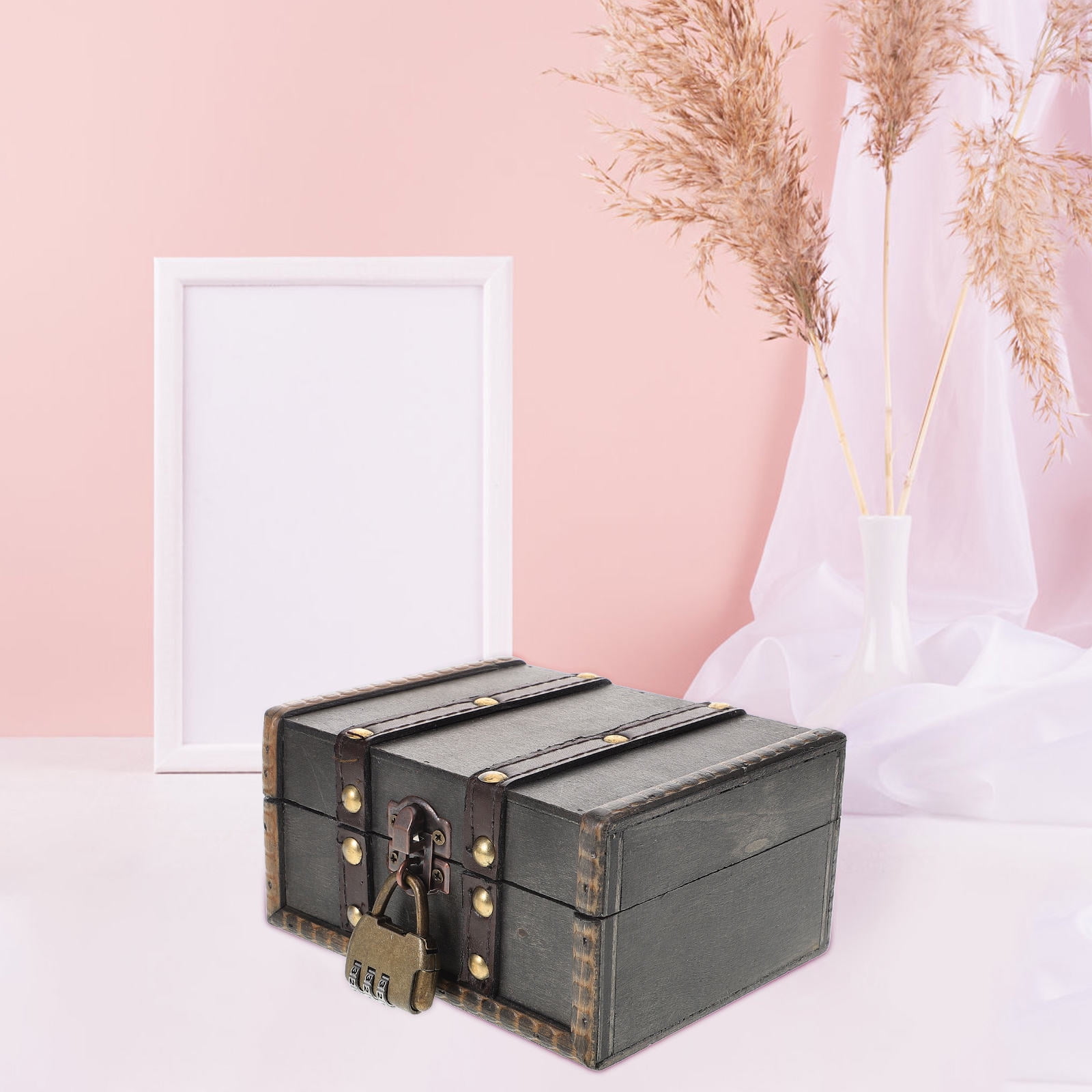 Masteelf Vintage Wooden Storage Box with Lock Lockable Treasure Chest ...