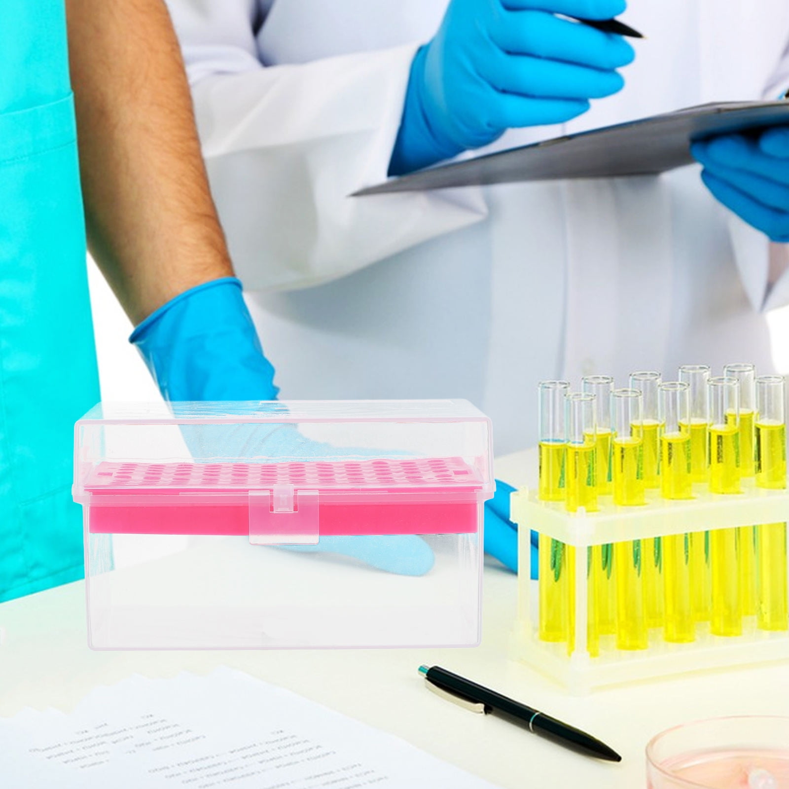 Masteelf WORGEOUS 96 Well Laboratory Pipette Tips Box Plastic Pipettor Tip Holder Container for ...