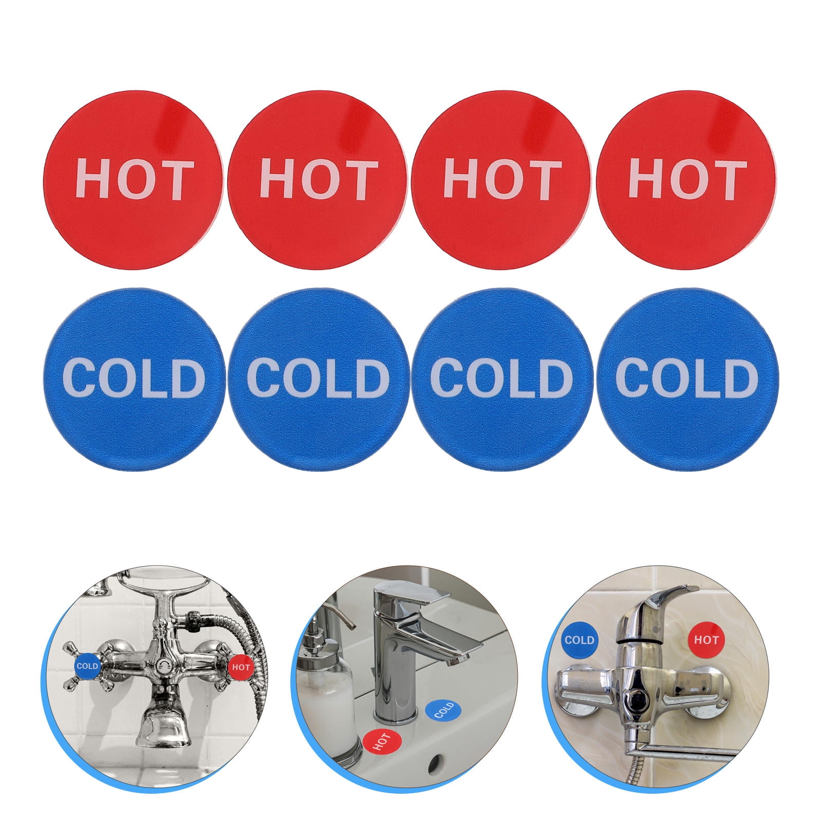 Masteelf Waterproof Hot and Cold Faucet Indicator Stickers Self ...