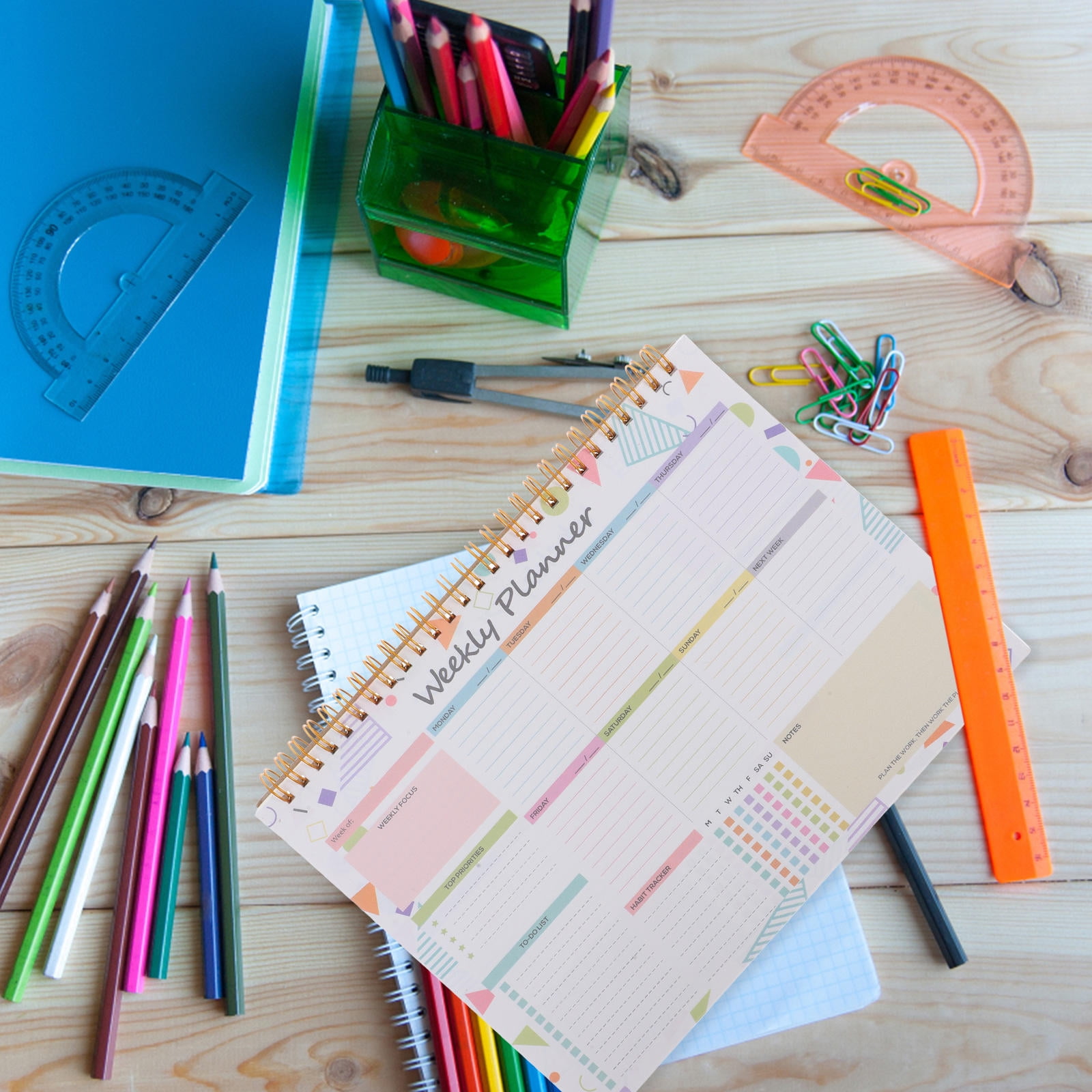 Masteelf Weekly Planner with Spiral Binding Weekly Notepad Projects ...