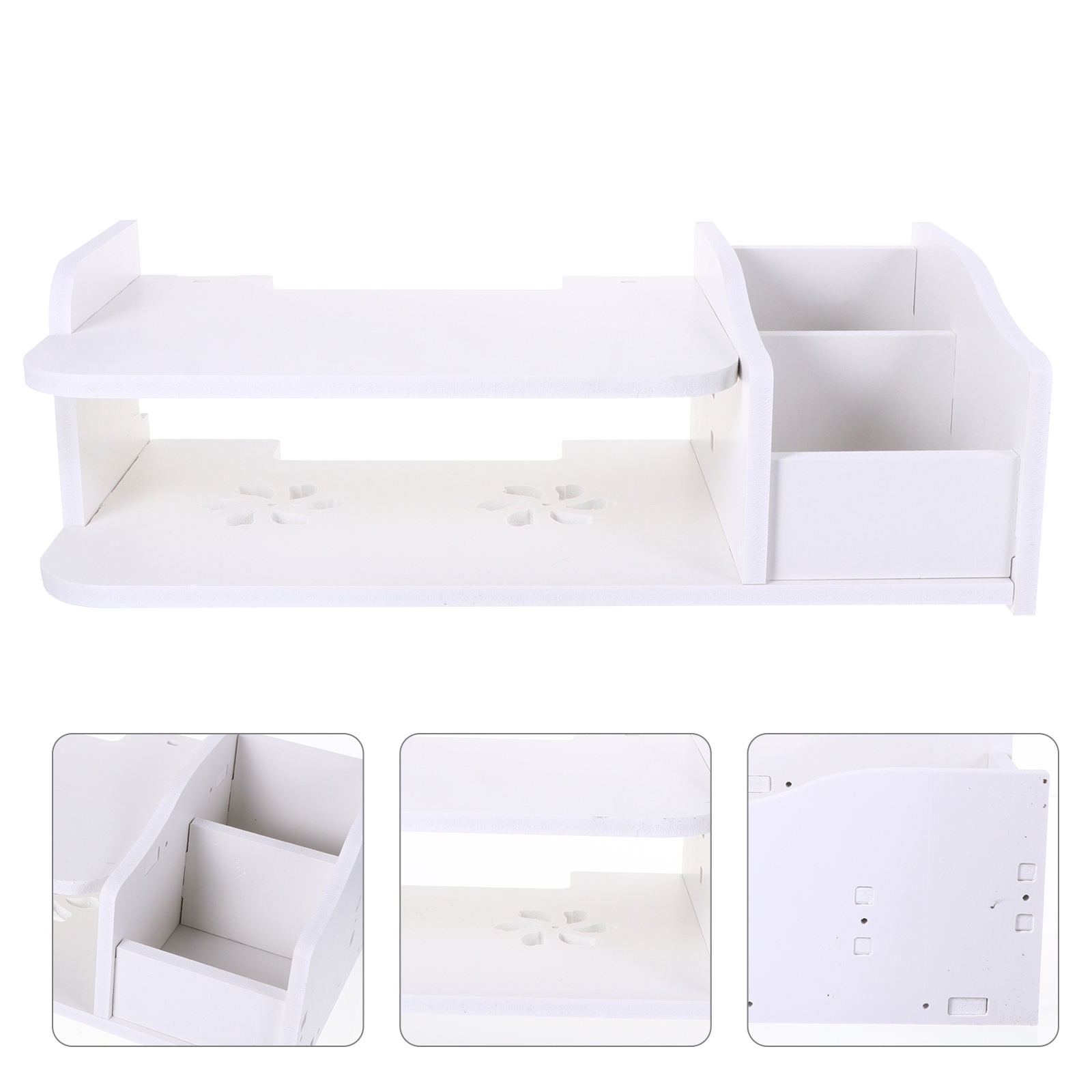 Masteelf White Floating Wall Shelf for Storing Router Settopbox with ...